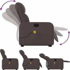 Zvedací masážní polohovací křeslo tmavě hnědé textil 3206809
