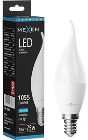 Mexen Nova, LED žárovka plamen E14, C37, 10W, Neutrální - 4000K, 1055 lm - L106-E14-1040-01