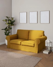 Potah na pohovku IKEA  Ektorp 2-místná, nerozkládací barva žlutá látka pletený vzor