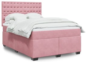 Box spring postel s matrací růžová 140x200 cm samet 3293247