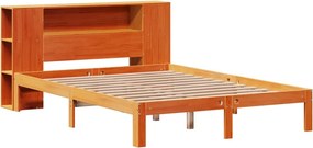 Postel s knihovnou bez matrace 135 x 190 cm masivní borovice 3322526
