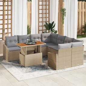 Sada zahradních pohovek 9 ks Beige a šedá 3349818