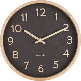 Nástěnné hodiny Pure s rámem ze dřeva 22 cm černé