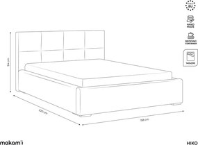 Světle šedá sametová čalouněná dvoulůžková postel s úložným prostorem s roštem 140x200 cm Hiko – Makamii