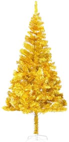 vidaXL Umělý vánoční stromek s LED a sadou koulí zlatý 240 cm PET