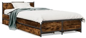 Rám postele se zásuvkami kouřový dub 90x200 cm kompozitní dřevo - Default Title