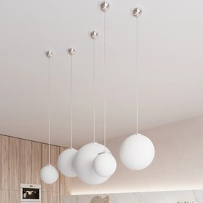 Závěsné svítidlo Ugo, 1x bílé skleněné stínítko, (fi 30 cm), ch