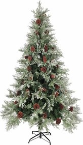 Vánoční stromek s LED a šiškami zelený a bílý 195 cm PVC a PE 3094565