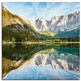 Obraz na plátně - Alpské štíty odrážející se v klidném jezeře - čtverec 3157A (50x50 cm)