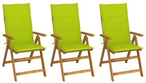 Skládací zahradní židle s poduškami 3 ks masivní akáciové dřevo,  3064100