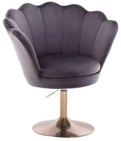 LuxuryForm DESIGN Otočné křeslo FREY VELUR na zlatém talíři - tmavě šedé