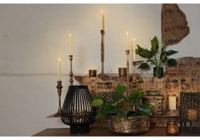 Černo zlatý skleněný svícen s patinou Tealight – 9x9 cm
