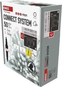 Propojovací vánoční řetěz bez zdroje EMOS Connecting D2CC04 50LED krápníky 3m studená bílá částečně blikající