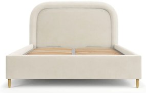 Krémová čalouněná dvoulůžková postel s úložným prostorem s roštem 180x200 cm Mija – Maison de Rêve