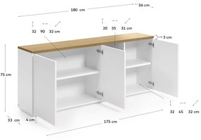 Komoda lenbia 180 x 75 cm bílá MUZZA