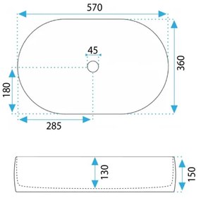 REA-U0600 - Umyvadlo na desku ALMA 36x57 cm keramika/lesklá bílá