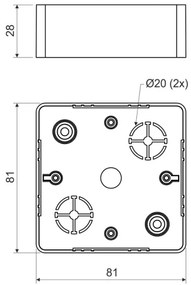Krabice lištová KOPOS LK 80x28R/1 I2 tmavý dub