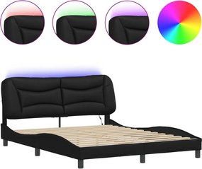 Rám postele s LED bez matrace Hvar černý 160 x 200 cm 3213941
