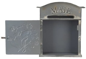 Šedá retro poštovní schránka ok – 26x10x31 cm