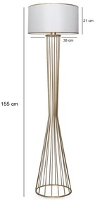 Stojací lampa AYD XII 155 cm bílá/zlatá