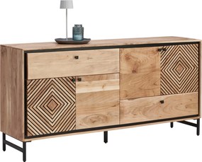 XXXLutz ŠIROKÁ KOMODA, akácie, černá, barvy akácie, 175/85/42 cm Ambia Home - Komody na nožičkách - 001630014903