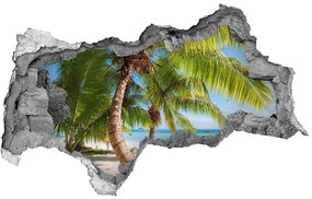Wallmuralia Díra 3D ve zdi na stěnu Tropická pláž 95x73 cm
