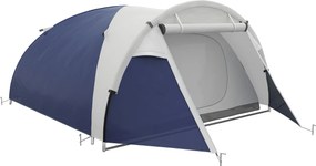 Outsunny Lehký Vzdušný Stan pro Kempování ve Tvaru Dómu pro 3/4 Osoby s Zipem a Taškou Oxford 320 x 240 x 130 cm Tmavě Modrá Světle Šedá
