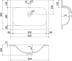 Mexen Rivel, koupelnová skříňka 60 cm s umyvadlem Vela, 1 zásuvka, drážkovaná, grafitová matná/bílá matná, 91A20-06047-1-BF66-W23M01