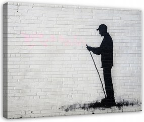 Obraz Do Obývacího Pokoje Kuchyně Na Plátně Abstrakce Banksy Šedý 100x70