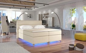 Postel Boxspring Amadeus + LED 200x180, béžová (koženka - bao 11)