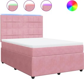 Box spring postel s matrací růžová 140x200 cm samet 3294663