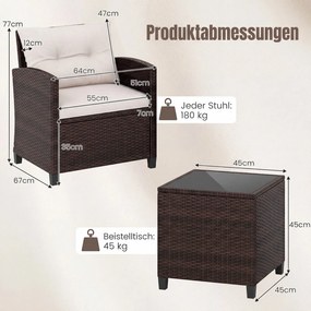 Costway 3-dílný. Polyratanový salonek Gartenmöbel Rattan Sitzgruppe mit