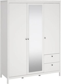 Bílá šatní skříň se zrcadlem 150x199x58 cm Madrid – Tvilum