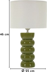 Bílá/zelená keramická stolní lampa s textilním stínidlem (výška 46 cm) Torr – Mauro Ferretti