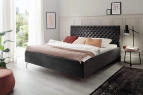 Čalouněná postel oliver s úložným prostorem 160 x 200 cm antracitová MUZZA