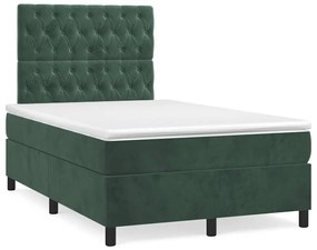 Box spring postel s matrací tmavě zelená 120x190 cm samet