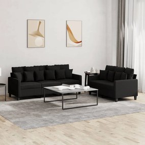 2dílná sedací souprava s poduškami černá textil 3201668