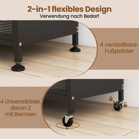 Costway Vysoká kuchyňská skříňka s kolečky a skládacími dvířky a pegboard