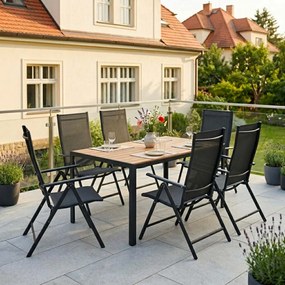 Vikio Zahradní set 150x90 pro 6 osob skládací židle V136-P přírodní