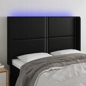 Čelo Postele S Led Hnědé Umělá Kůže Černá 147 x 16 x 118/128 cm