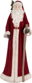 Červená dekorace Santa v kožichu a nůší - 16*15*37 cm