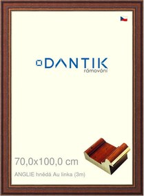DANTIK rámeček 70x100 | ANGLIE hnědá Au linka (Plexi Čiré)