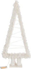 Bílý chlupatý svítící stromek na noze Tree Fur White - 30*10*70 cm