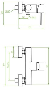 Laveo Pola, nástěnná sprchová baterie, chromová, LAV-BAP_040D