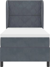 Postel s boxspringem s čelo Tmavě šedá 200 x 100 cm samet 3340971