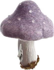 Podzimní dekorace s klipem MUSHROOM 13,5 cm, fialová