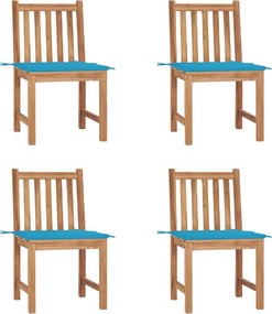 vidaXL Zahradní židle 4 ks s poduškami masivní teak [3073090] Barva: Modrá