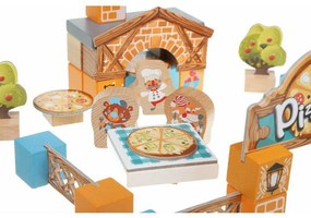 CUBIKA Pizzeria - dřevěná stavebnice s kartonovými doplňky