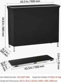 Skládací přenosný barový stůl, 1100 × 385 × 885 mm VEVOR