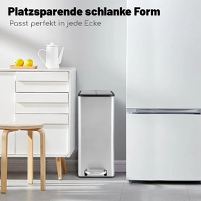 Costway 46 L nerezový odpadkový koš s otočným víkem a vnitřním košem s měkkým